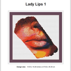 Lady Lips Cross Stitch Pattern 1 Instant PDF Download - Blue Eyes ...