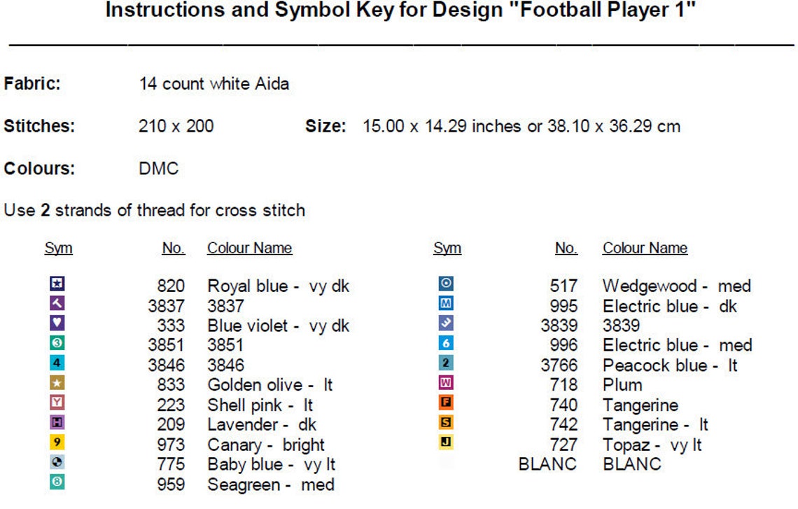 Football Player Cross Stitch Pattern 1 Instant Download - Etsy