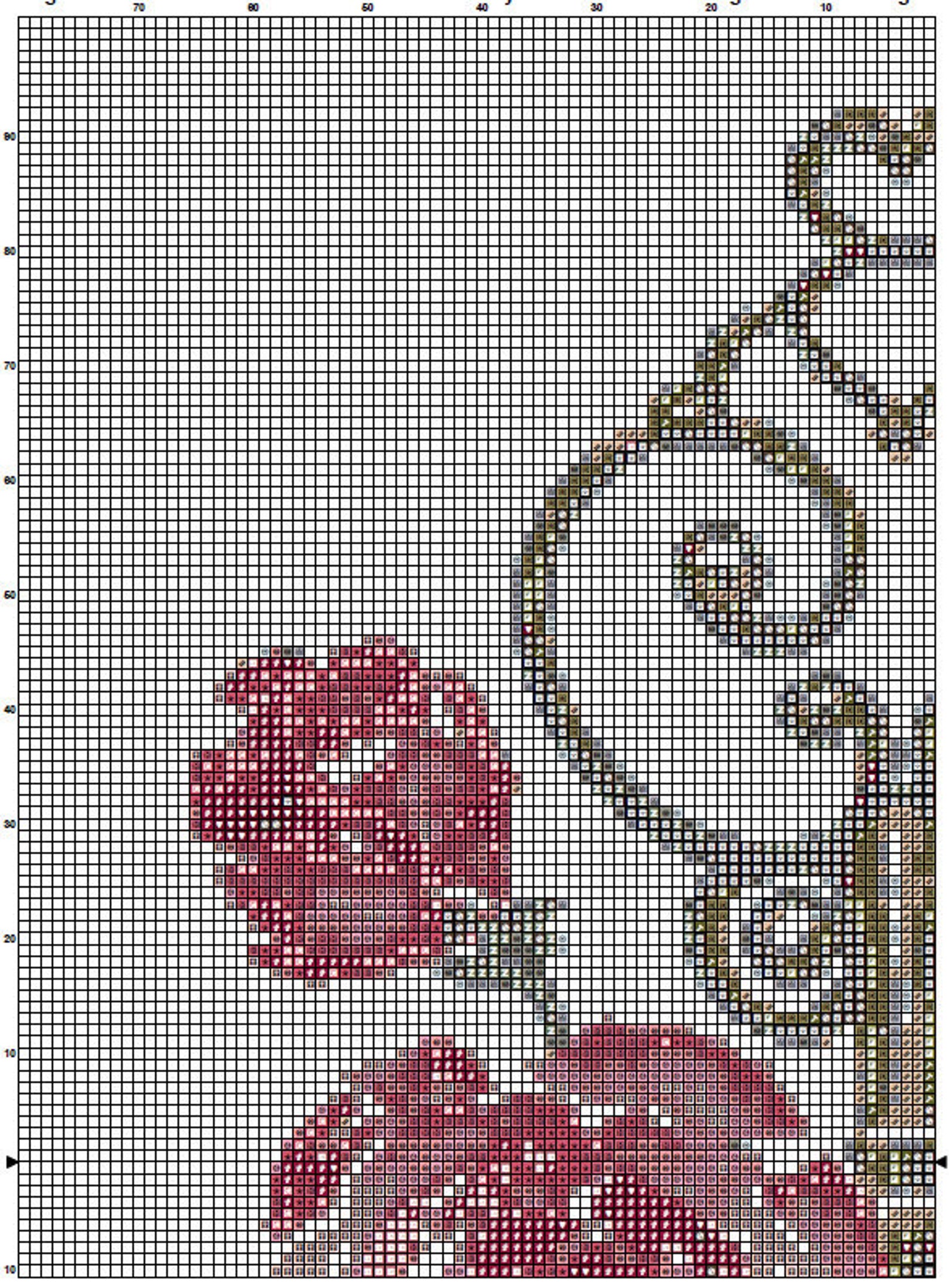 Rose Key Cross Stitch Pattern 4 Instant PDF Download Roses - Etsy