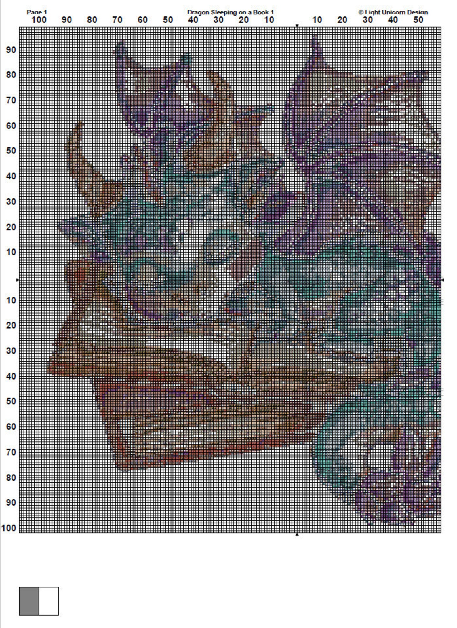 Dragon Sleeping on a Book Cross Stitch Pattern 1 Instant PDF Download ...