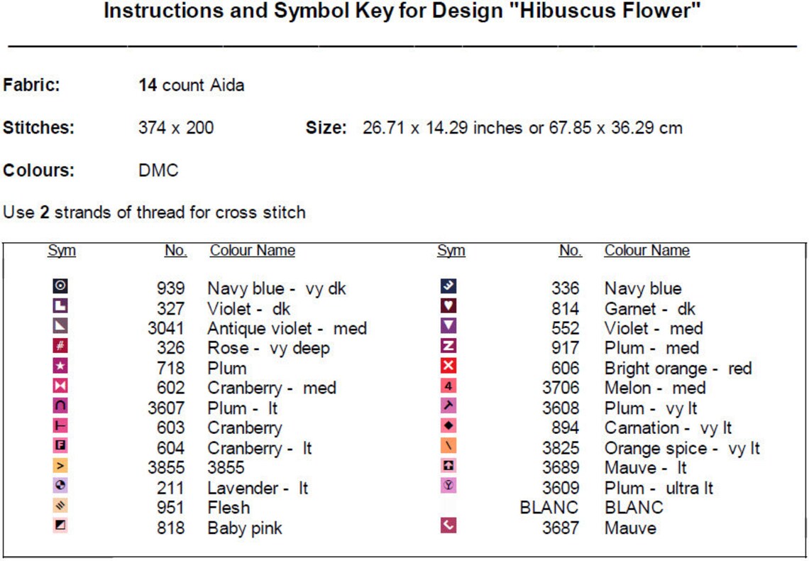 Hibiscus Flower Cross Stitch Pattern Instant PDF Download - Etsy