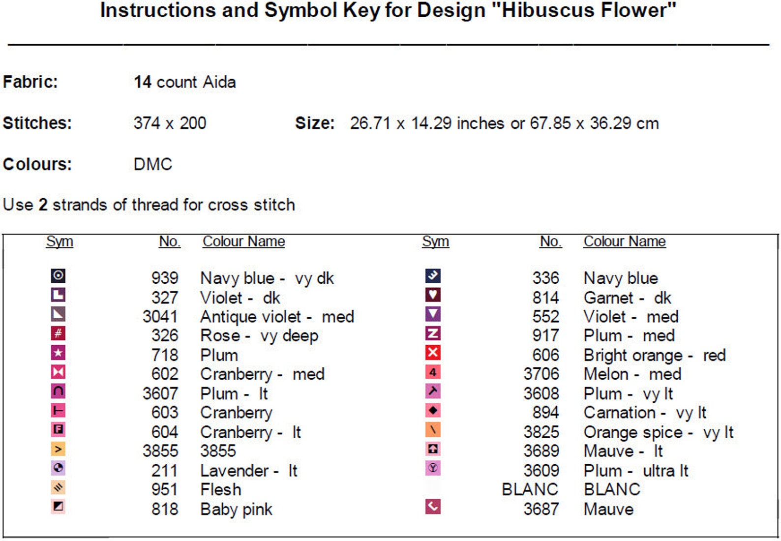 Hibiscus Flower Cross Stitch Pattern Instant PDF Download - Etsy
