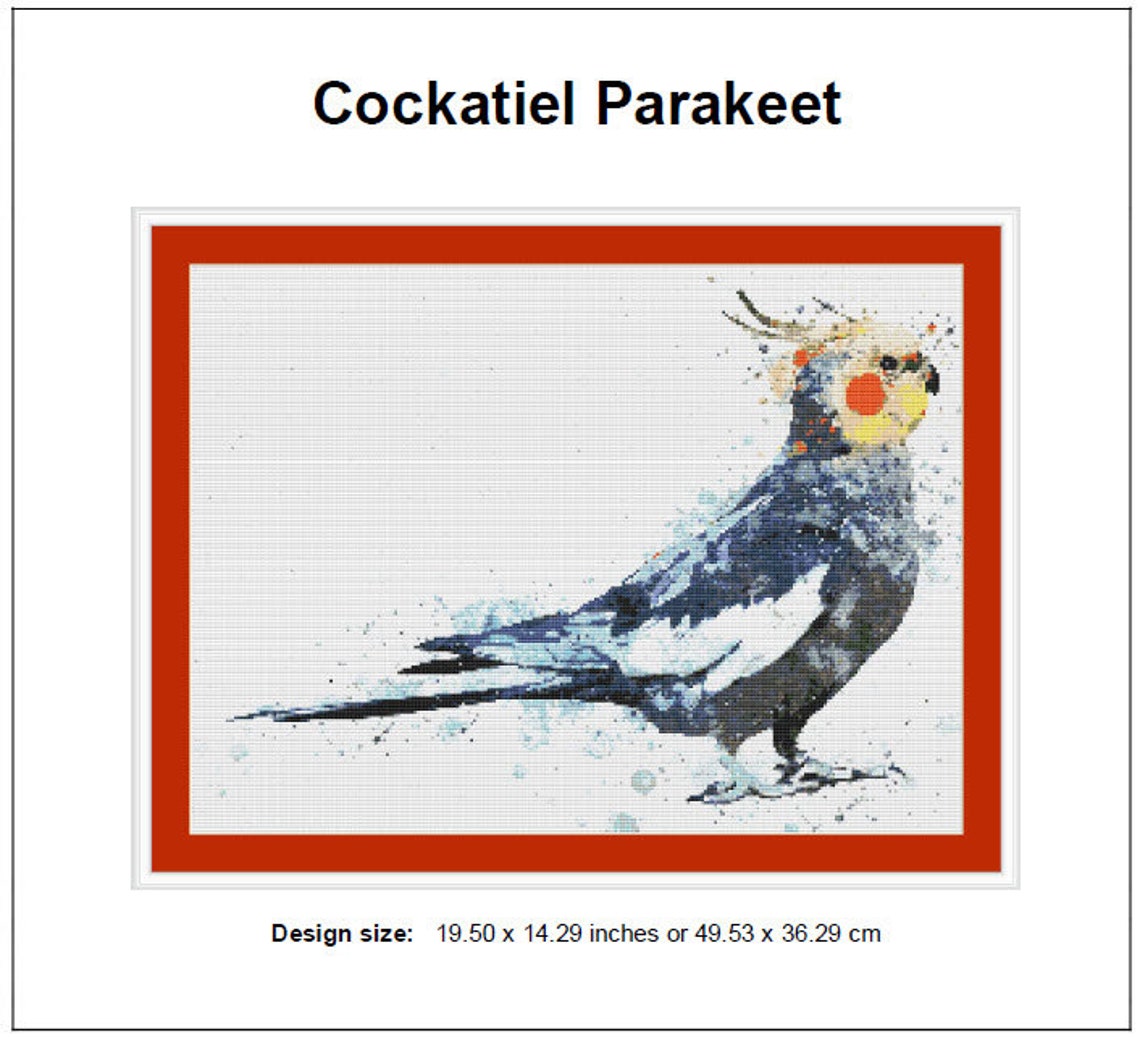 Cockatiel Parakeet Bird Cross Stitch Pattern Instant PDF Download ...