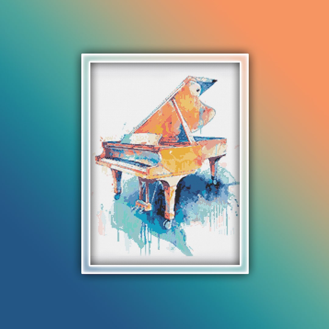 Piano Cross Stitch Pattern 13 Instant PDF Download - Music Watercolor ...