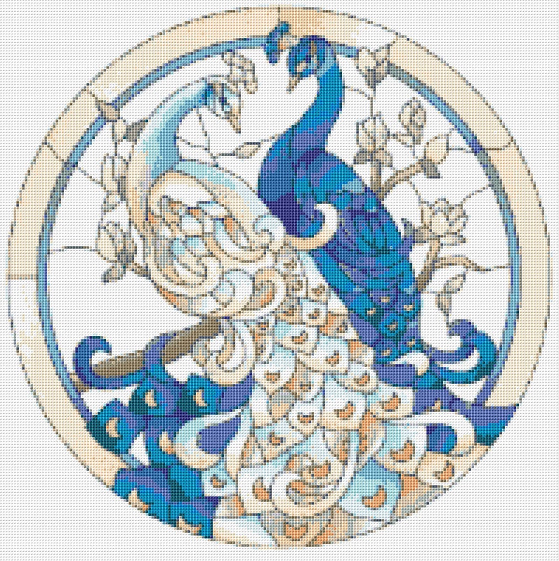 Peacocks Cross Stitch Pattern 1 Instant PDF Download Peacock - Etsy