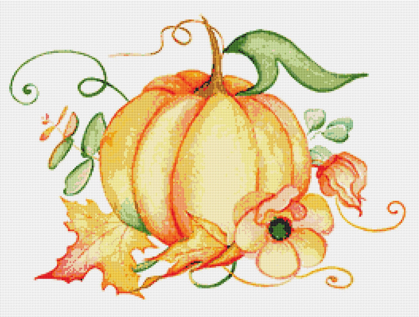Pumpkin Cross Stitch Pattern 1 Instant PDF Download Autumn | Etsy