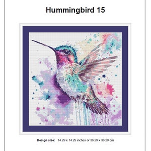 Hummingbird Cross Stitch Pattern 15 Instant PDF Download - Colorful ...