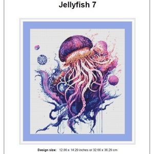 Jellyfish Cross Stitch Pattern 7 Instant PDF Download - Sea Jellies ...