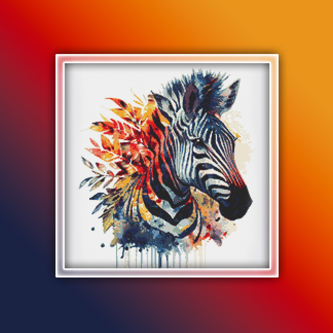 Zebra Cross Stitch Pattern 21 Instant PDF Download - Zebra Watercolor ...
