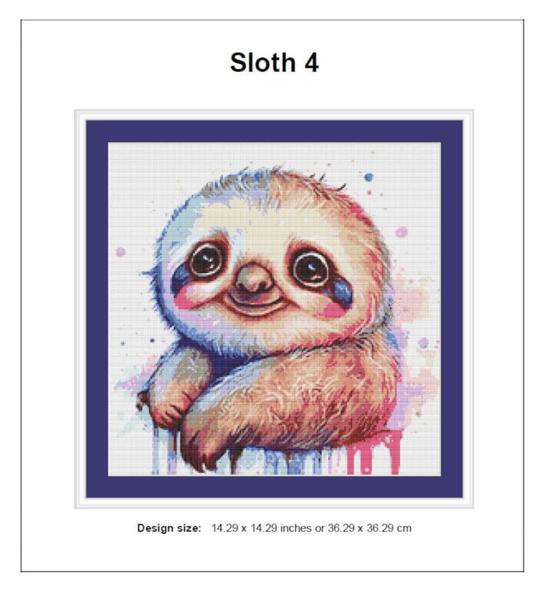 Sloth Cross Stitch Pattern 4 Instant PDF Download Sloth - Etsy