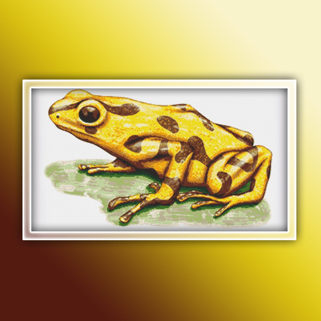 Frog Cross Stitch Pattern 4 Instant PDF Download - Yellow Frog ...