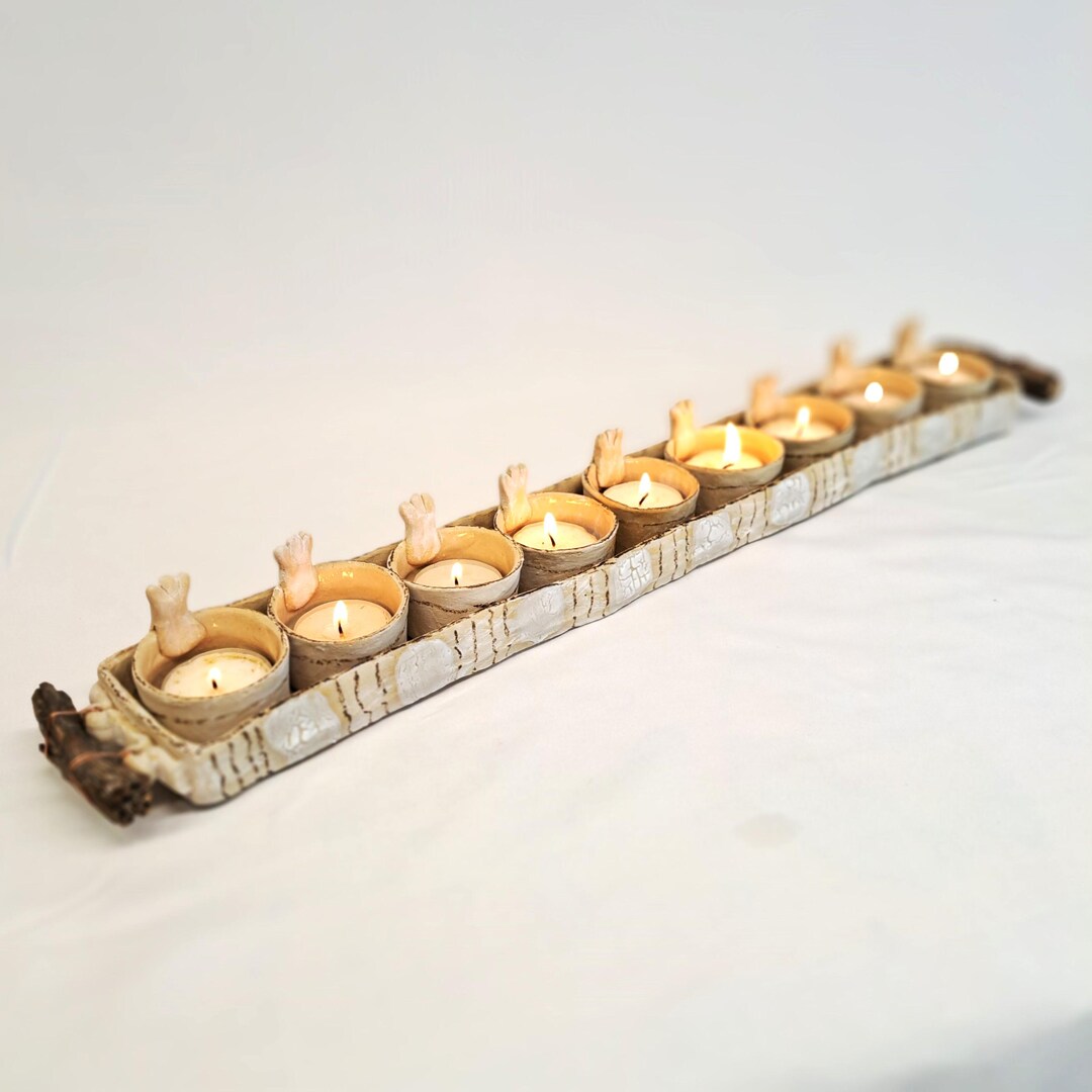 Handcrafted Ceramic Hanukkah Menorah , Artistic Wedding Gift From ...