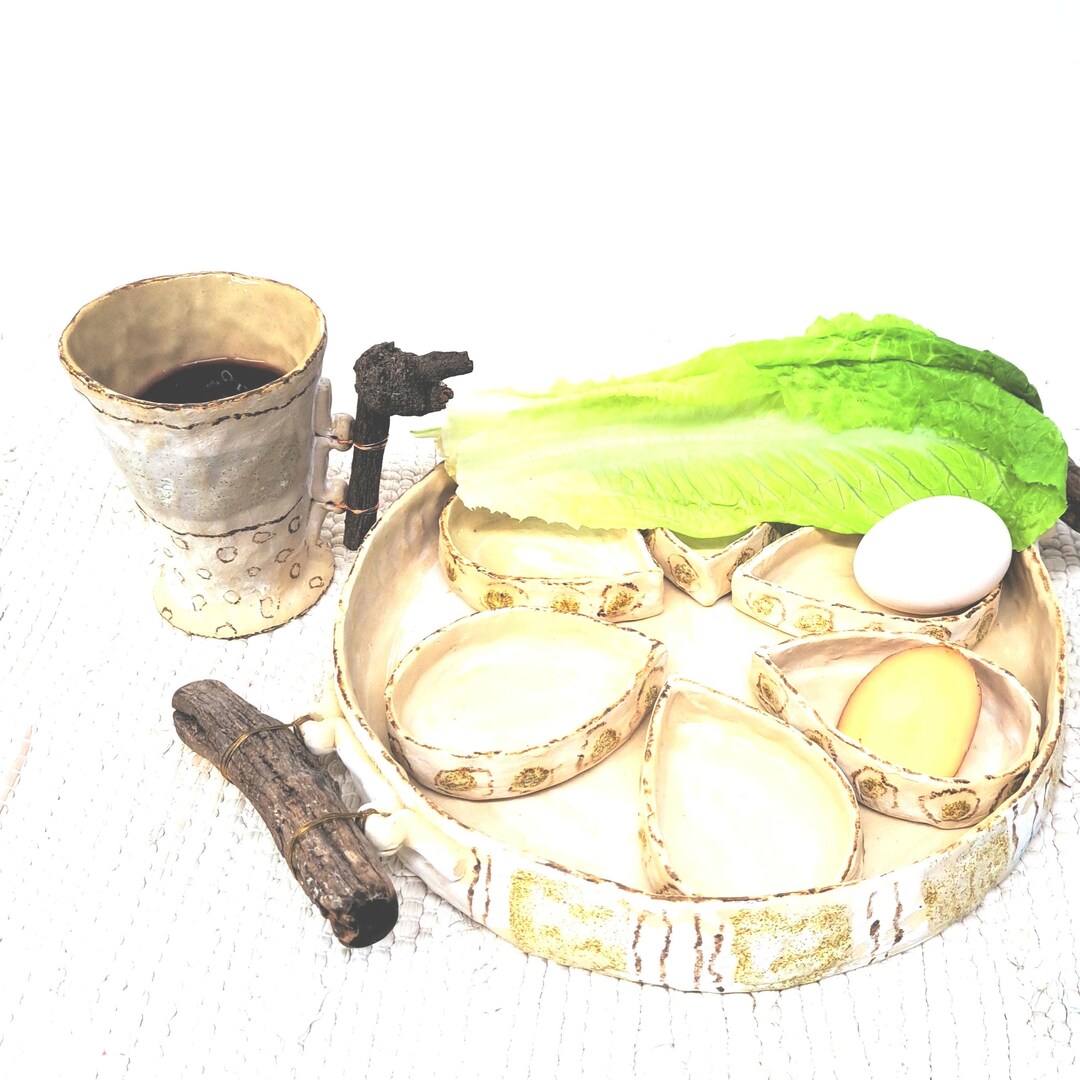 Artistic Ceramic Set- Seder Plate & Kiddush Cup , Unconventional Jewish ...