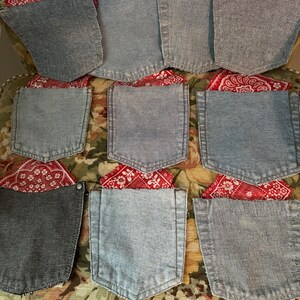 Vintage Jean Pockets Denim Blue Levi Wrangler Red Hankerchief Black ...