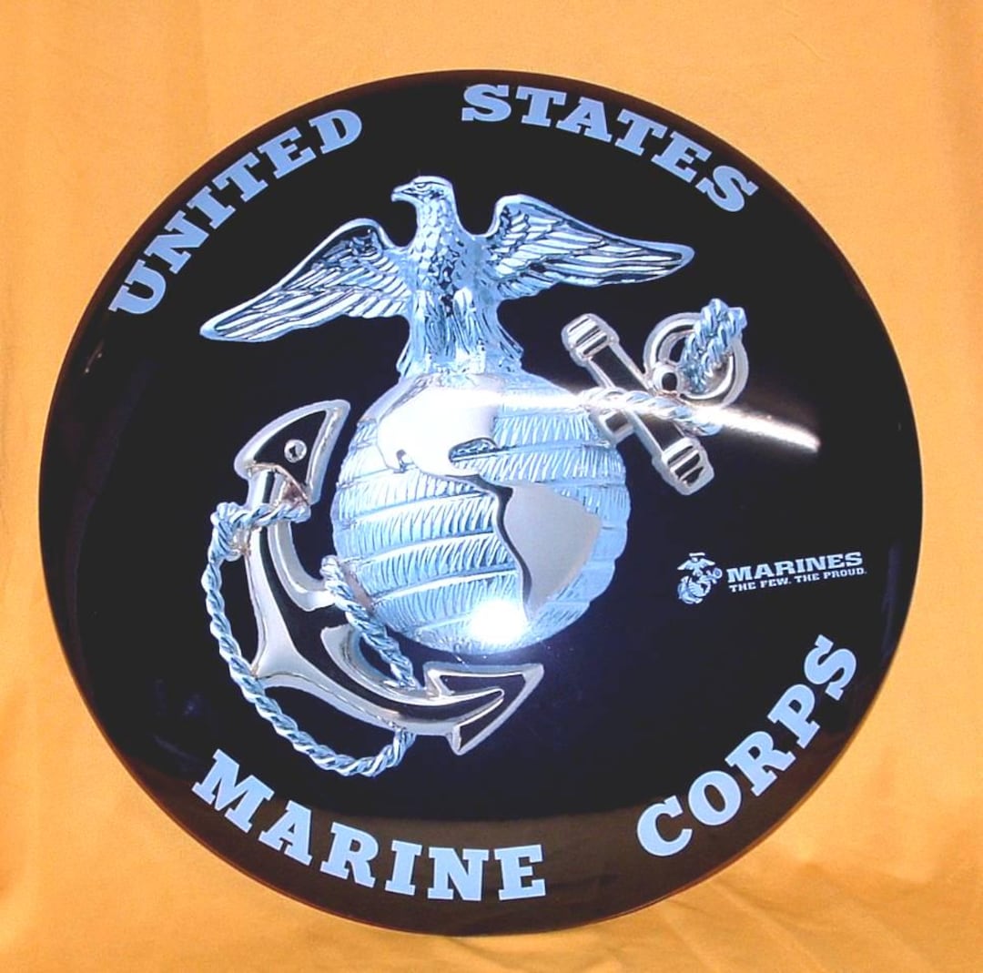 USMC Marine Corps Black 16 Inch Dome Metal Advertising Indoor Outdoor ...