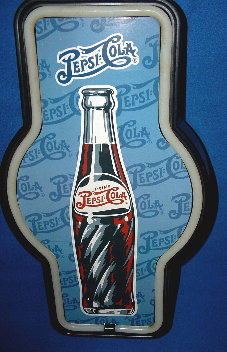 Pepsi Cola Double Dot Bottle Blue LED Light up Sign Looks Just Like A ...