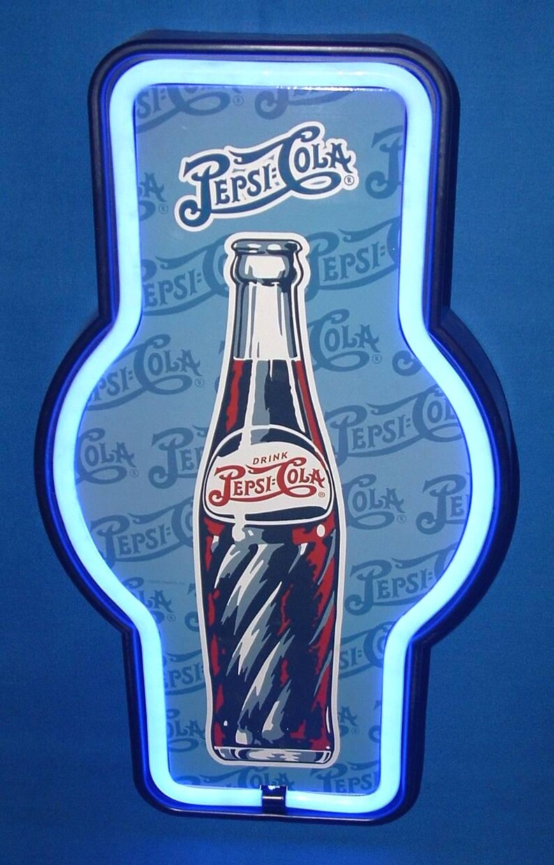 Pepsi Cola Double Dot Bottle Blue LED Light up Sign Looks Just Like A ...