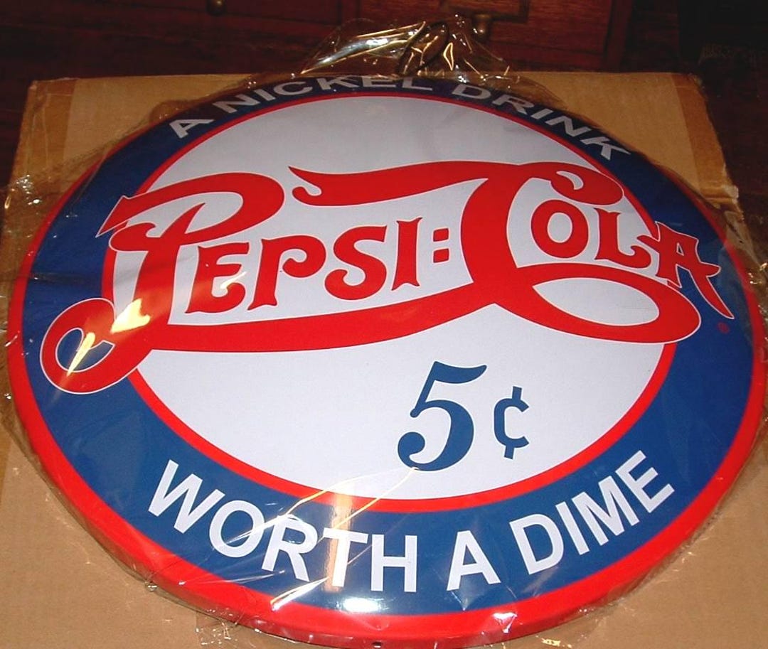 Pepsi Cola Worth A Dime 16 Inch Metal Dome Advertising Indoor Outdoor ...