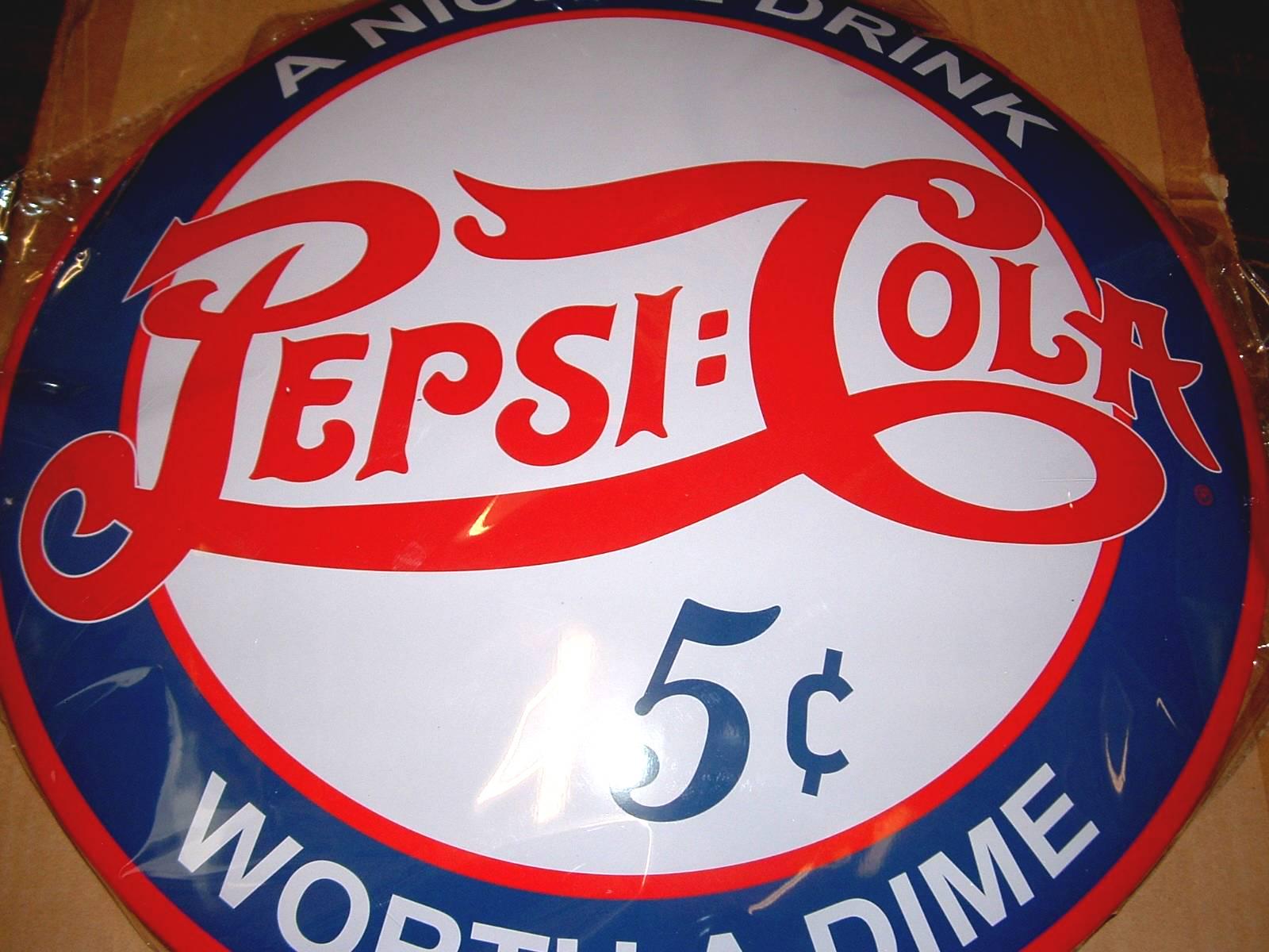 Pepsi Cola Worth A Dime 16 Inch Metal Dome Advertising Indoor Outdoor ...