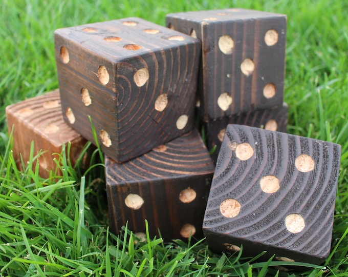 Handmade Rustic Wood Yard Dice Set -STAINED- - Etsy