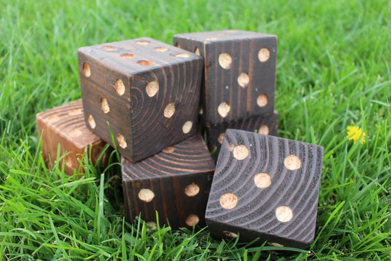 Handmade Rustic Wood Yard Dice Set STAINED - Etsy