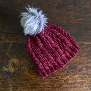 Moss Stitch & Cable Knit Hat Knitting Pattern - Seed Stitch and Cable ...