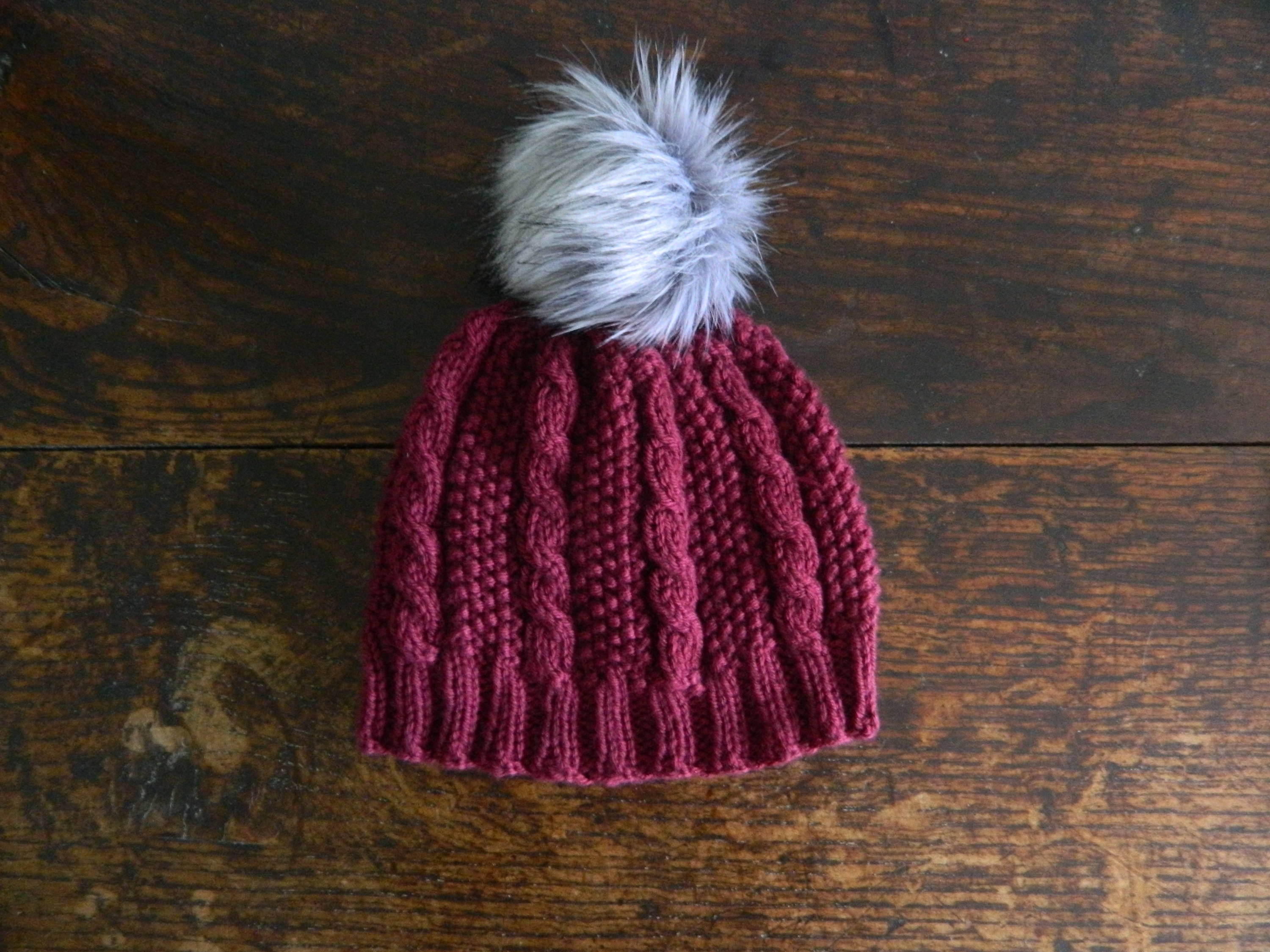 Moss Stitch & Cable Knit Hat Knitting Pattern - Seed Stitch and Cable ...