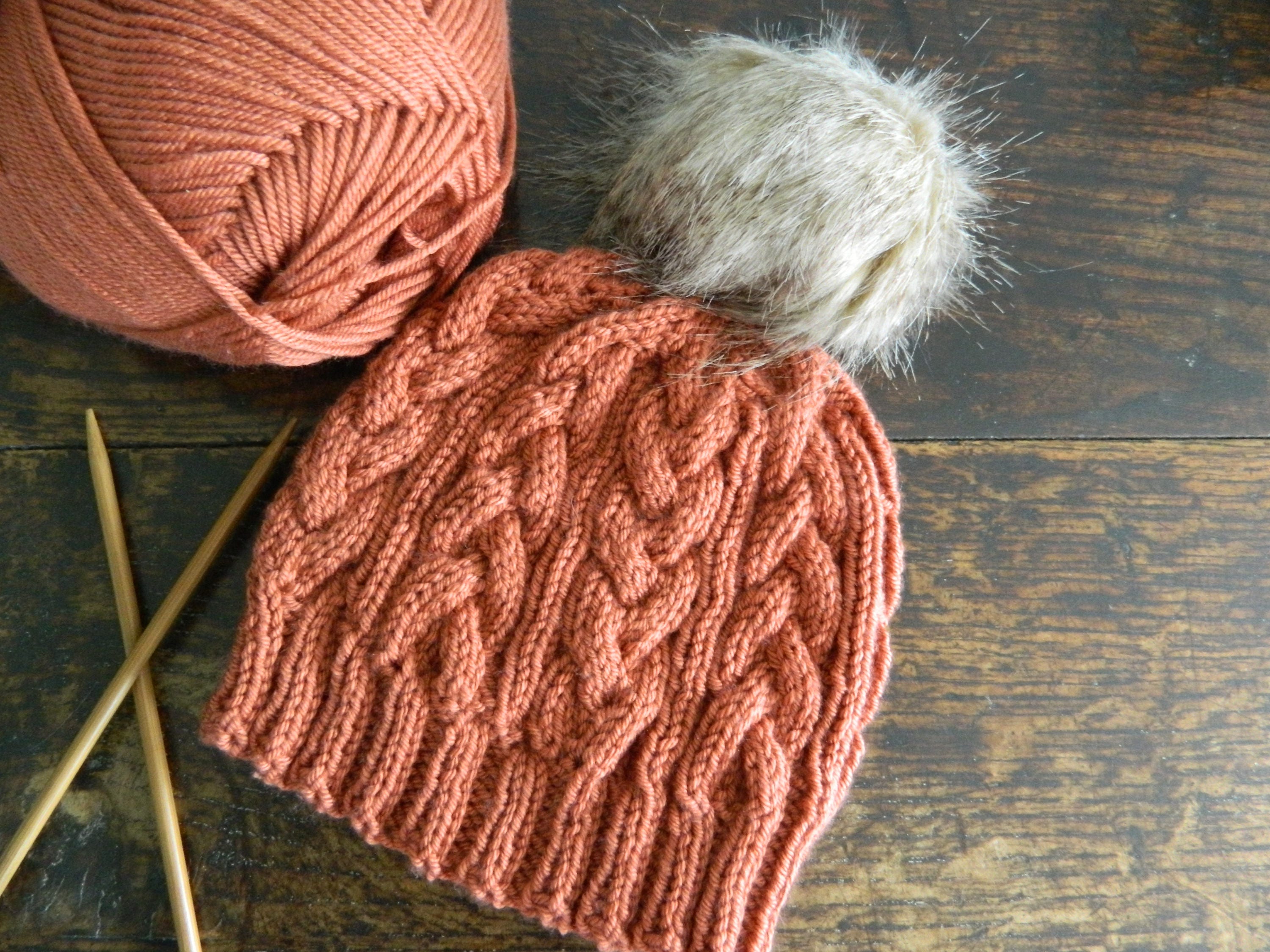 Moss Stitch & Cable Knit Hat Knitting Pattern - Seed Stitch and Cable ...