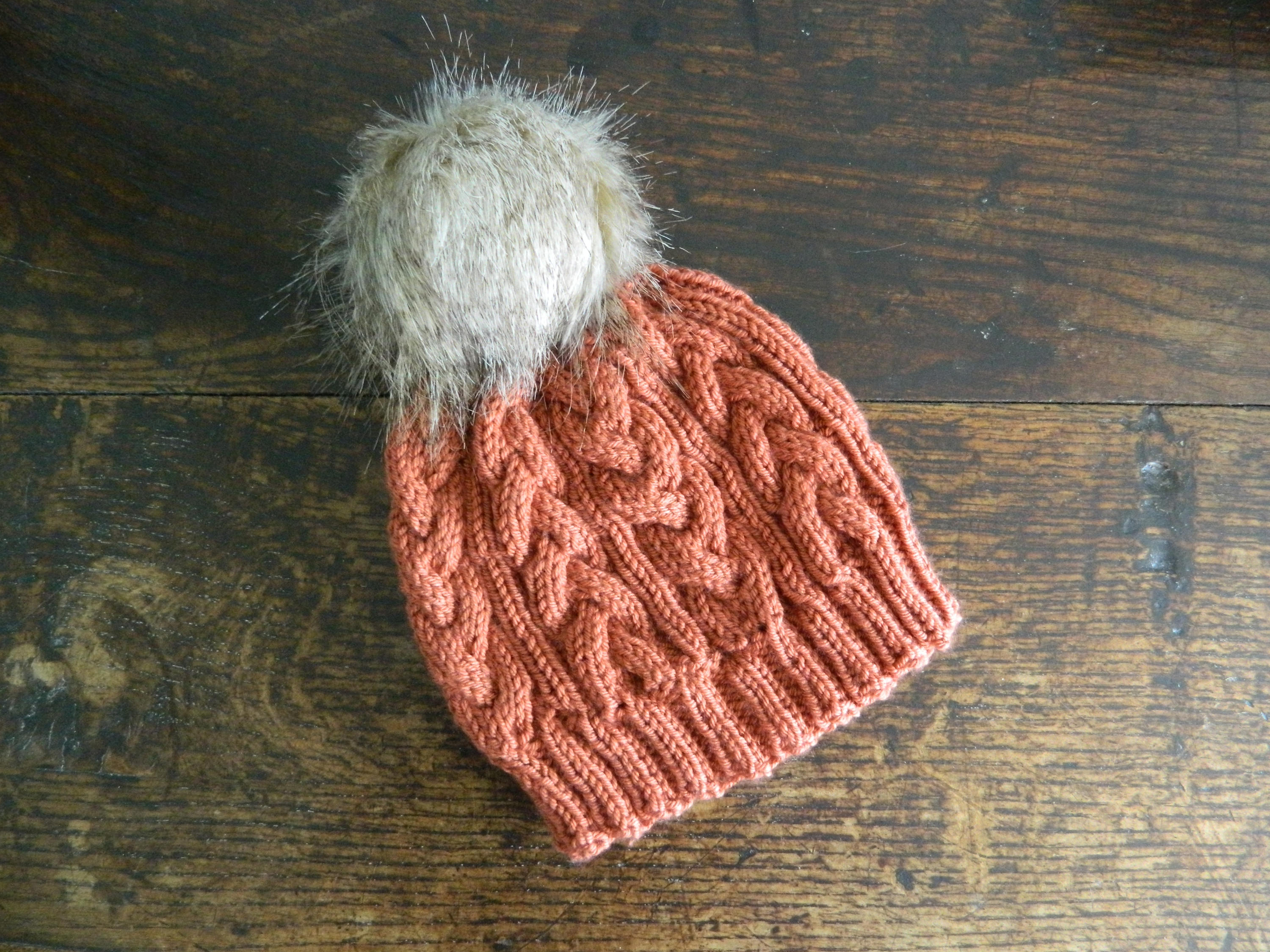 Twisted Cable Knit Hat Knitting Pattern Cable Pompom Hat - Etsy Canada