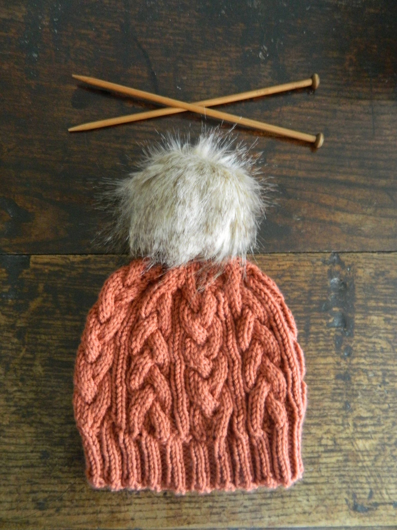 Twisted Cable Knit Hat Knitting Pattern - Cable Pompom Hat Knitting ...