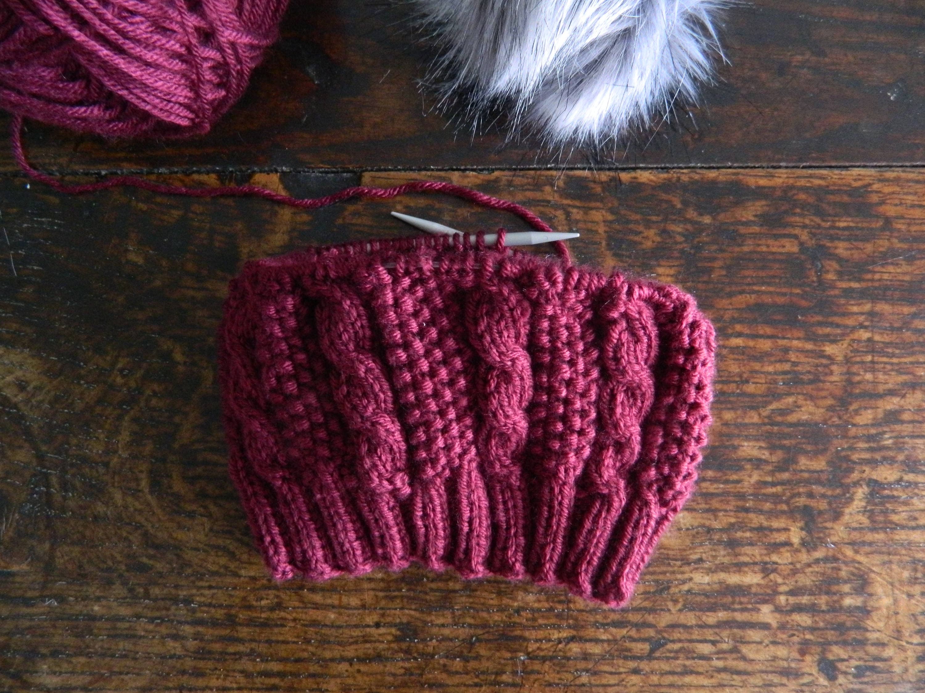 Moss Stitch & Cable Knit Hat Knitting Pattern - Seed Stitch and Cable ...