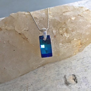 Swarovski Bermuda Blue Crystal Necklace: Sterling Silver Pendant - Etsy