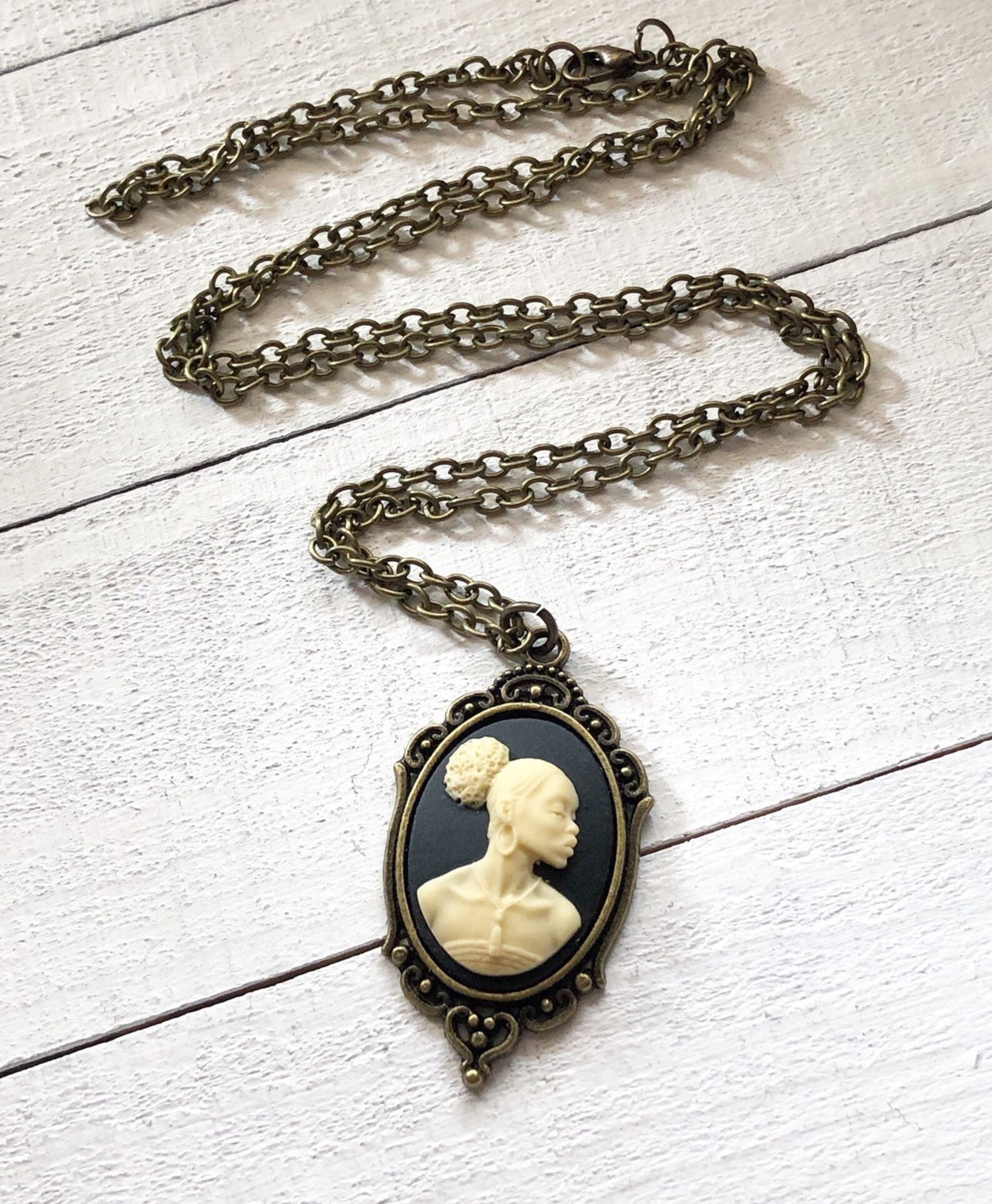 Black and Ivory Cameo Necklace Cameo Necklace Bronze - Etsy
