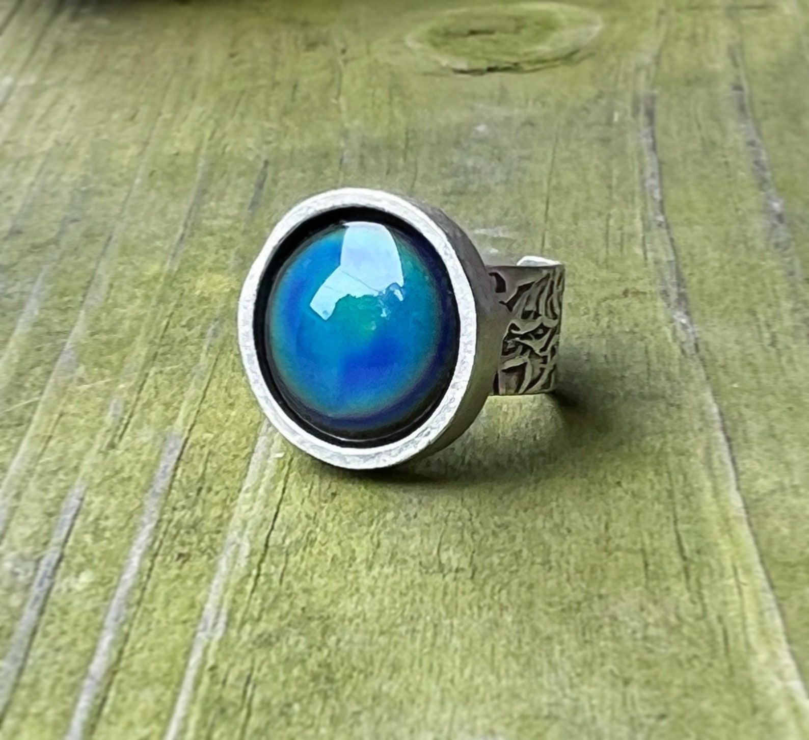 Mood Ring Silver Mood Ring Filigree Ring Hippie Ring Boho - Etsy