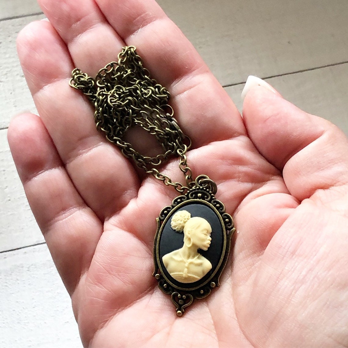 Black and Ivory Cameo Necklace Cameo Necklace Bronze - Etsy