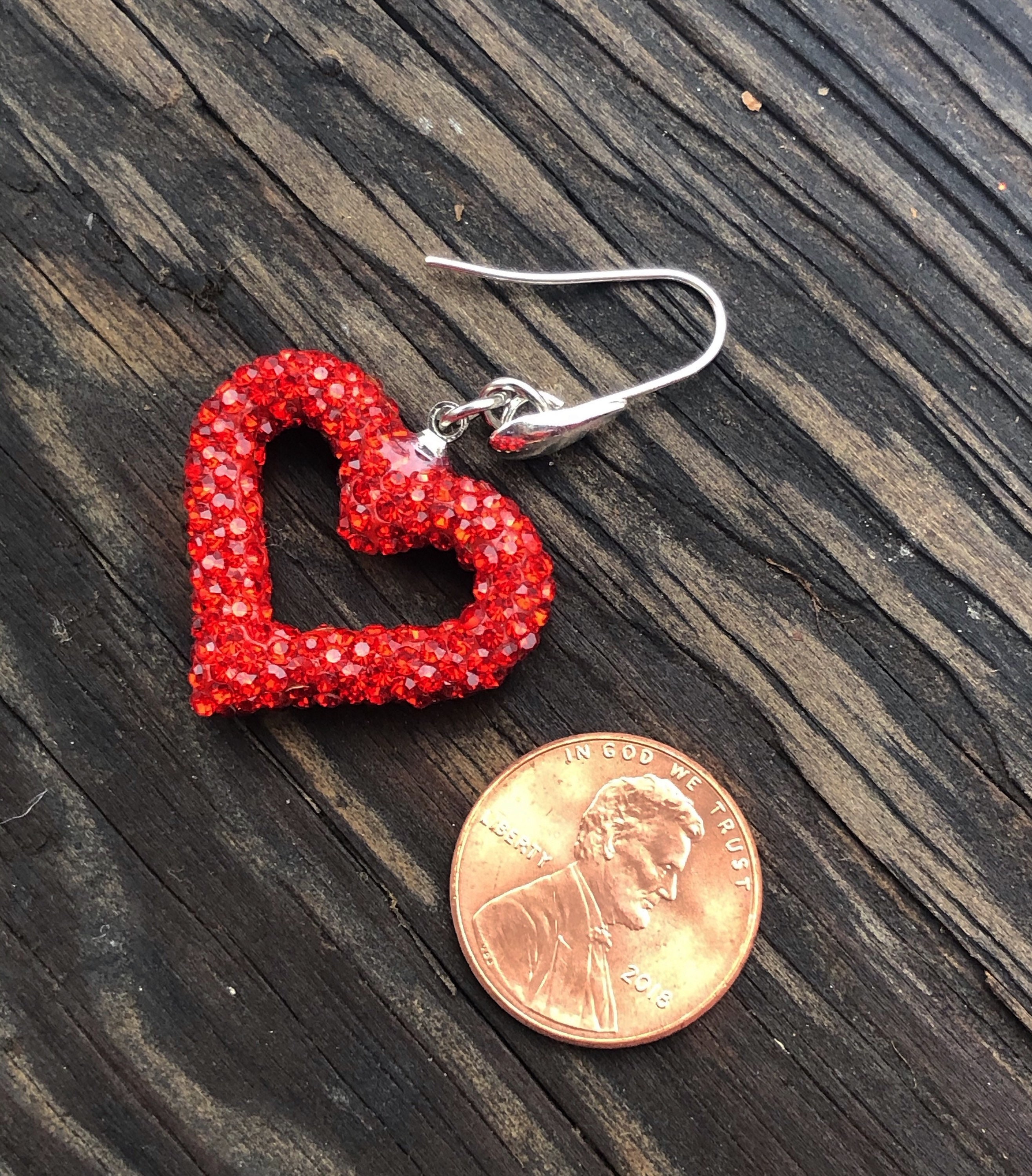 Valentine Gift Heart Earrings Red Earrings Sterling Silver | Etsy