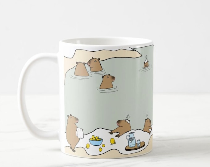 Cute Capybara Hot Springs Mug, Self Care Sunday Capys, Capybara ...