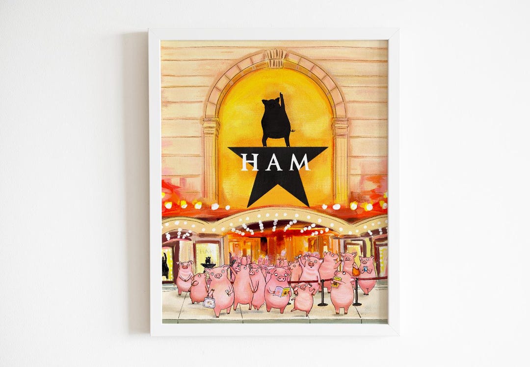 Hamilton Pigs on Broadway, Funny Broadway Art, Piggies Illustration ...