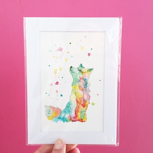 Watercolor Fox Painting Drip Painting Colorful Fox Art - Etsy