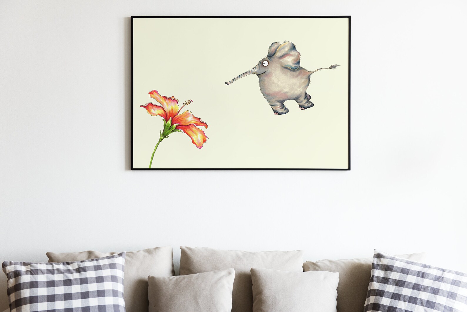Flying Elephant Wall Art, Cute Whimsical Elephant Bird Painting ...
