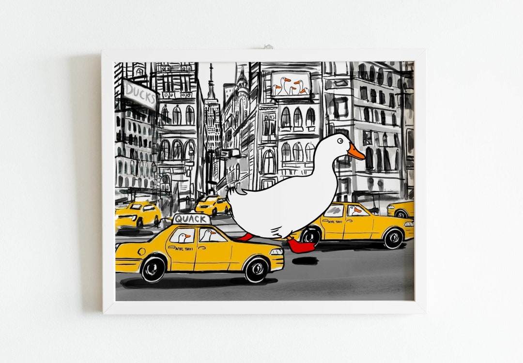 Duck Running the NYC Marathon Art Print / Cute Duck Portrait Art / NYC ...