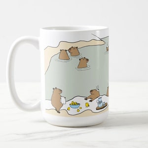 Cute Capybara Hot Springs Mug, Self Care Sunday Capys, Capybara ...