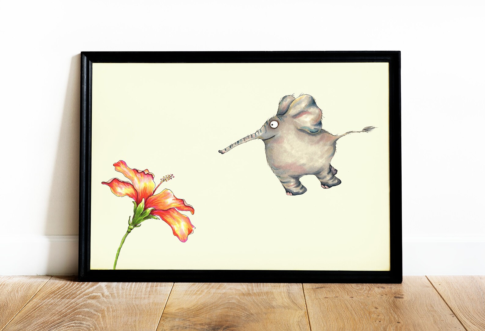 Flying Elephant Wall Art, Cute Whimsical Elephant Bird Painting ...
