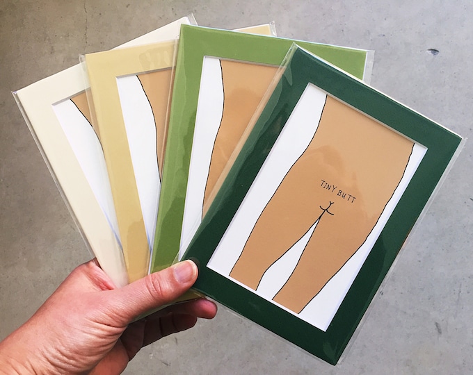 5x7" TINY BUTT Color Matted Print - (skin Tone: Medium) - Butts Butts ...