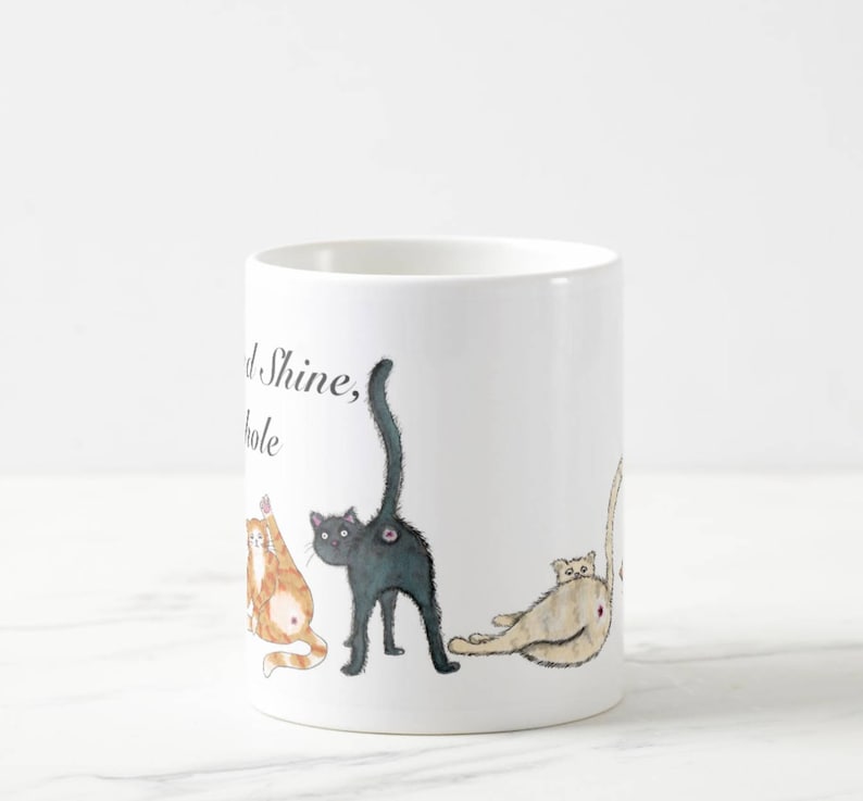 Cat Butt Mug / Rise and Shine Asshole Mug / Cat Butthole Gift - Etsy