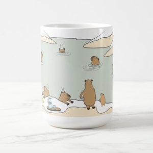 Cute Capybara Hot Springs Mug, Self Care Sunday Capys, Capybara ...