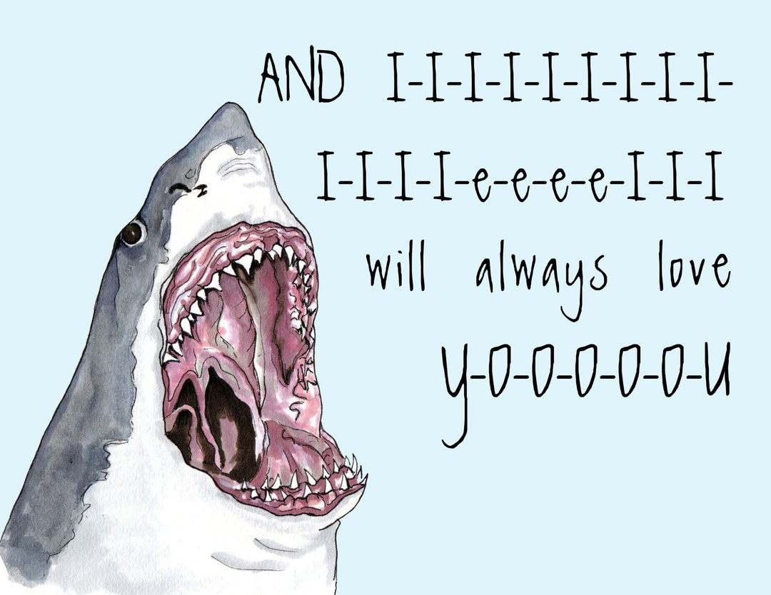 Funny Romantic SHARK Print, I Love You Print, Shark Gift, Funny Shark ...