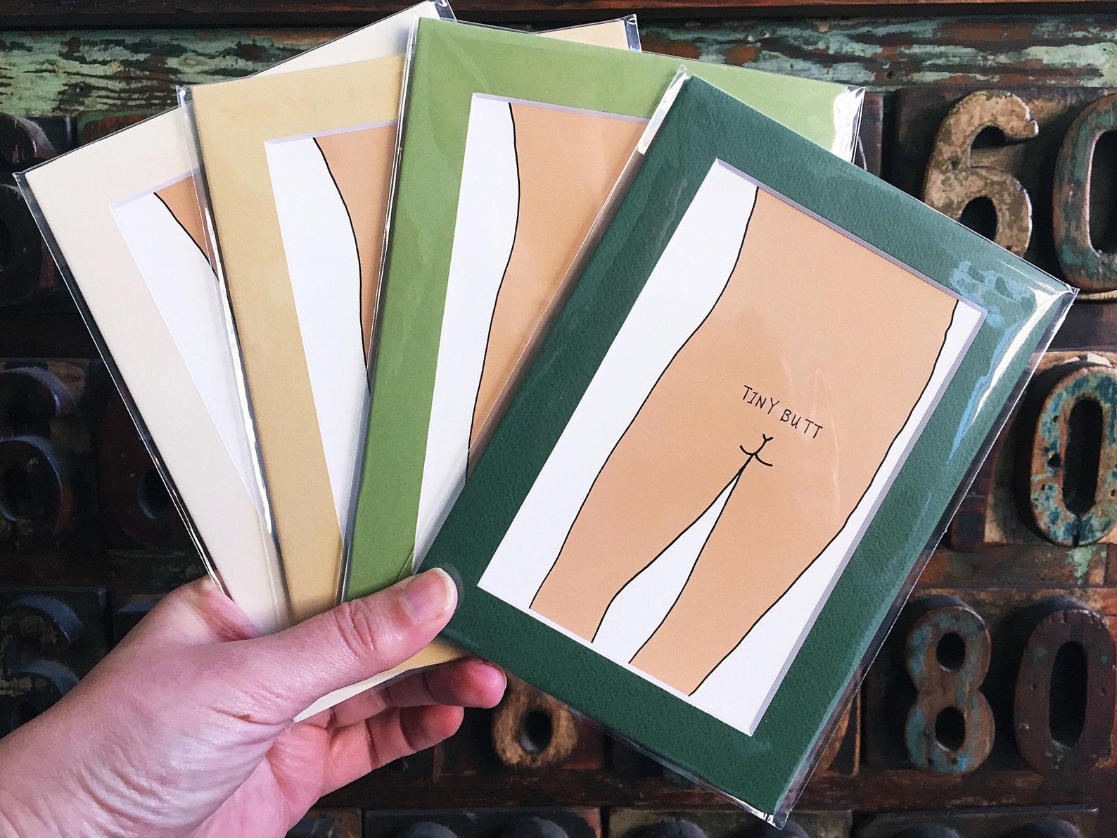 5x7" TINY BUTT Color Matted Print - (skin Tone: Medium) - Butts Butts ...