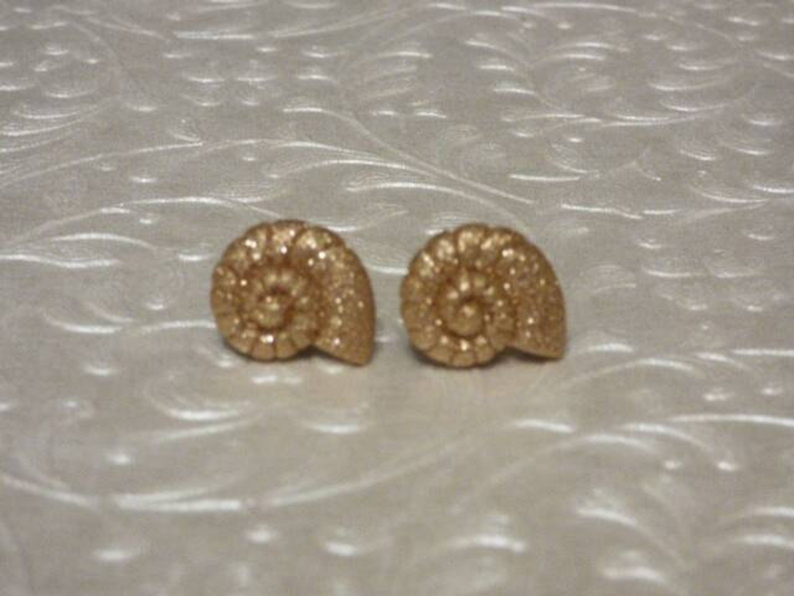 Gold Seashells With Glitter Stud Earrings - Etsy
