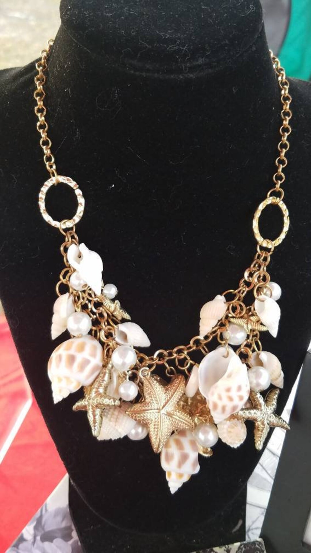 Beaded Seashell Statement Necklace - Etsy